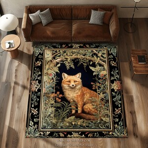 Mystic Woodland Fox Rug Cottagecore Room Decor William Morris Inspired ...