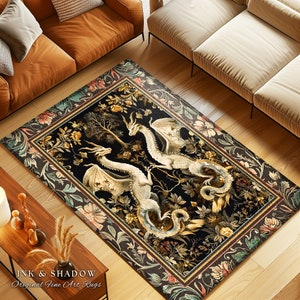 Fantasy Inspired Dragon Rug Victorian Gothic Decor | Enchanted Medieval ...