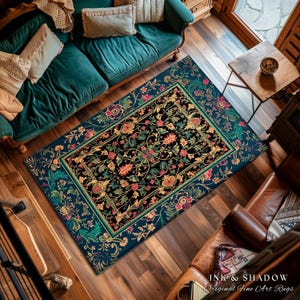 Dark Academia Busy Botanical Rug | Folklore Aesthetic Floral ...