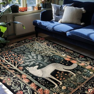Scandinavian Wolf Rug Woodland Theme Room Decor William Morris Inspired ...