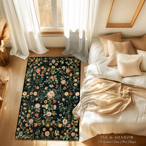 Dark Academia Wildflower Rug | Floral Aesthetic Ornate Gothic Home ...