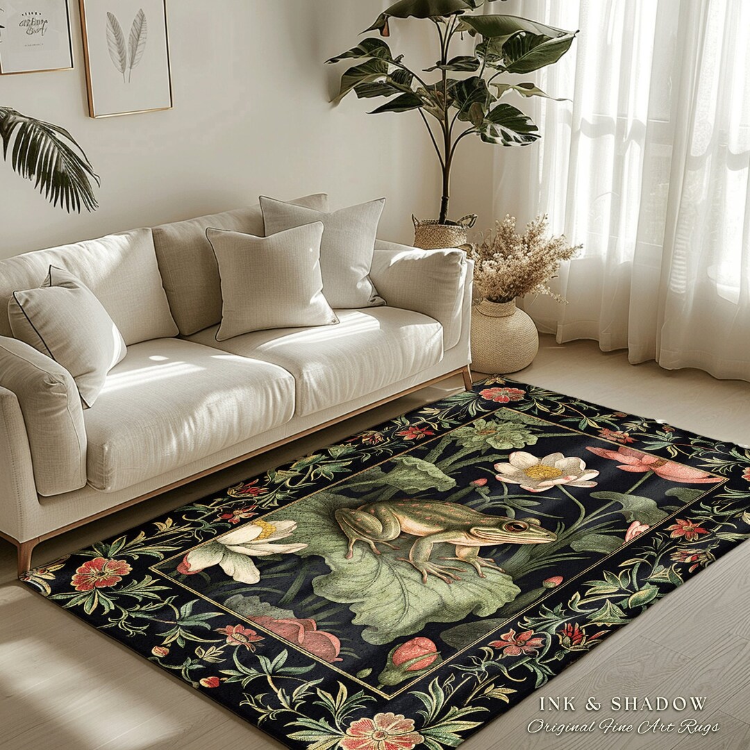 Goblincore Frog Rug Eclectic Room Decor William Morris Inspired Forest ...