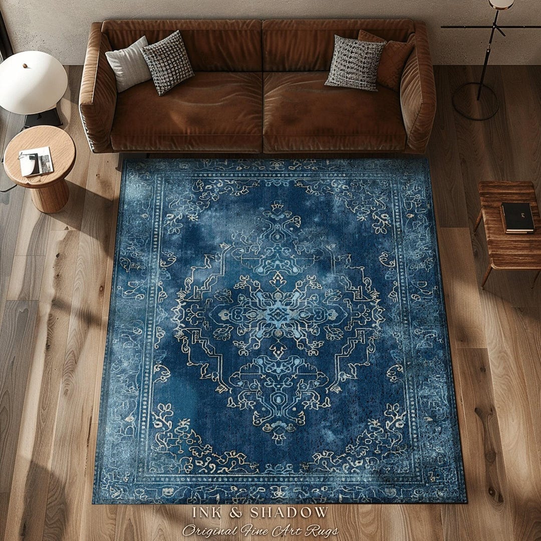 Royal Blue Living Room Rug | Living Room Indigo Home Decor Rustic ...