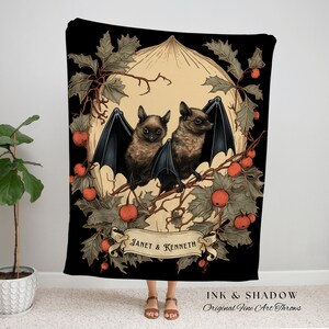 Bat Blanket Vintage Custom | Personalized Couples Gift Gothic Wedding ...