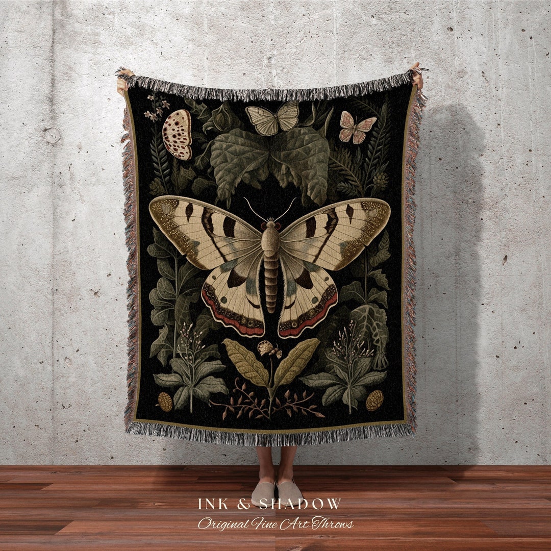 Gothic Moth Tapestry Woven Witchy Aesthetic Room Decor Gothic Art ...