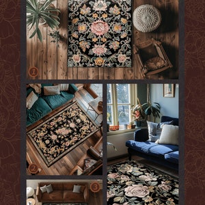 Trendy Aesthetic Boho Rug Indie Floral Aesthetic Living Room Danish ...