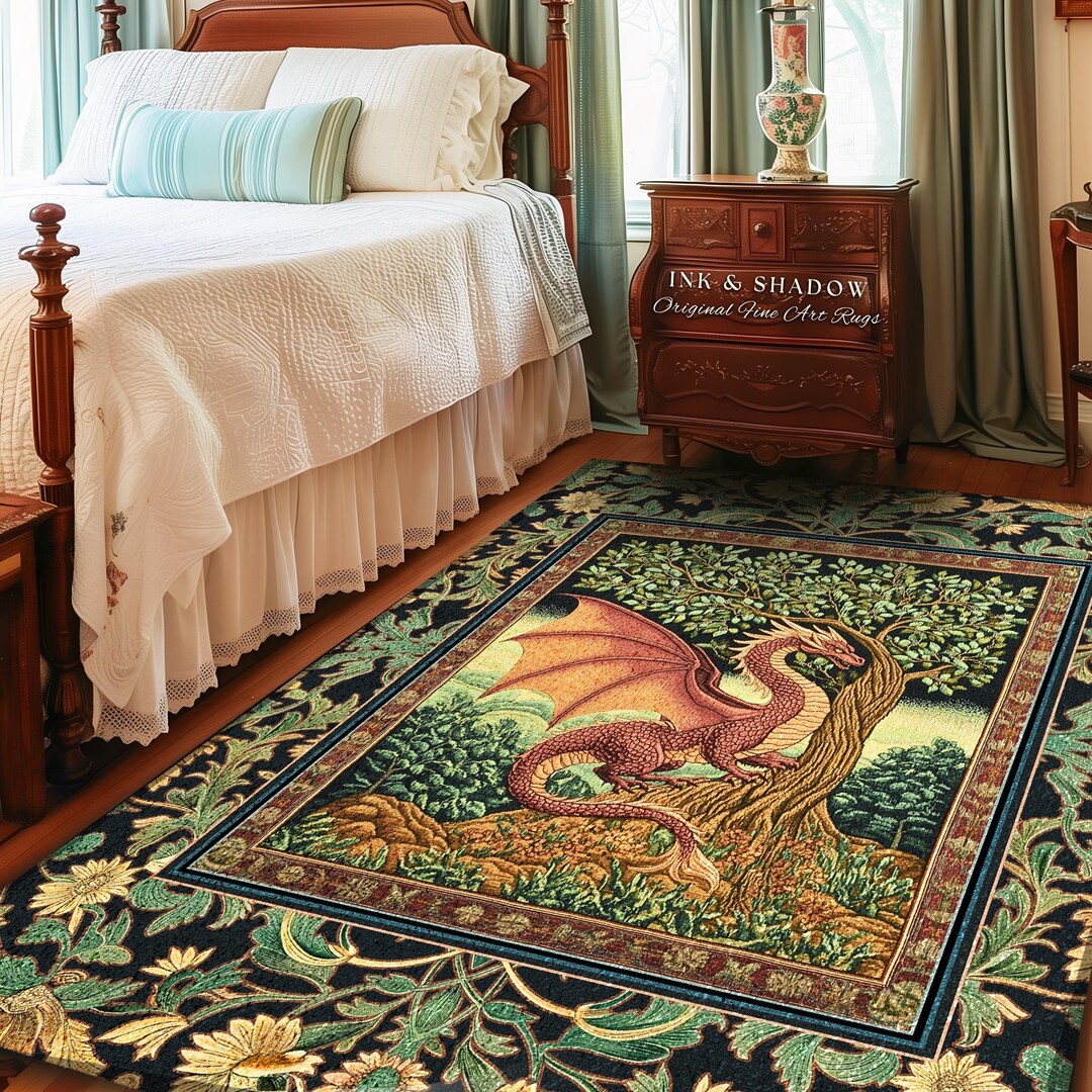 Victorian Gothic Dragon Area Rug | Dark Fairytale Aesthetic ...