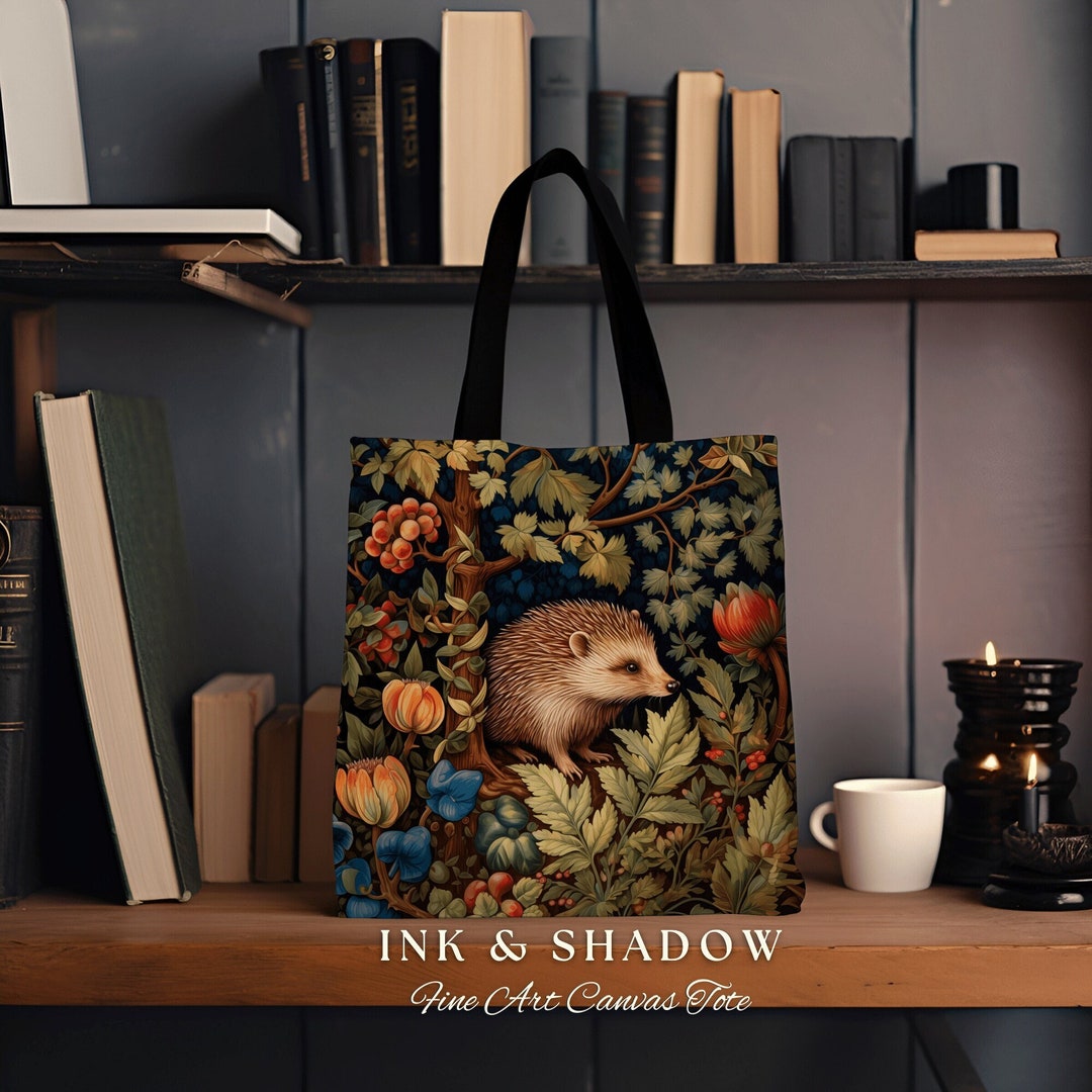 Hedge Hog Botanical Tote Bag Forestcore Bag William Morris Inspired ...