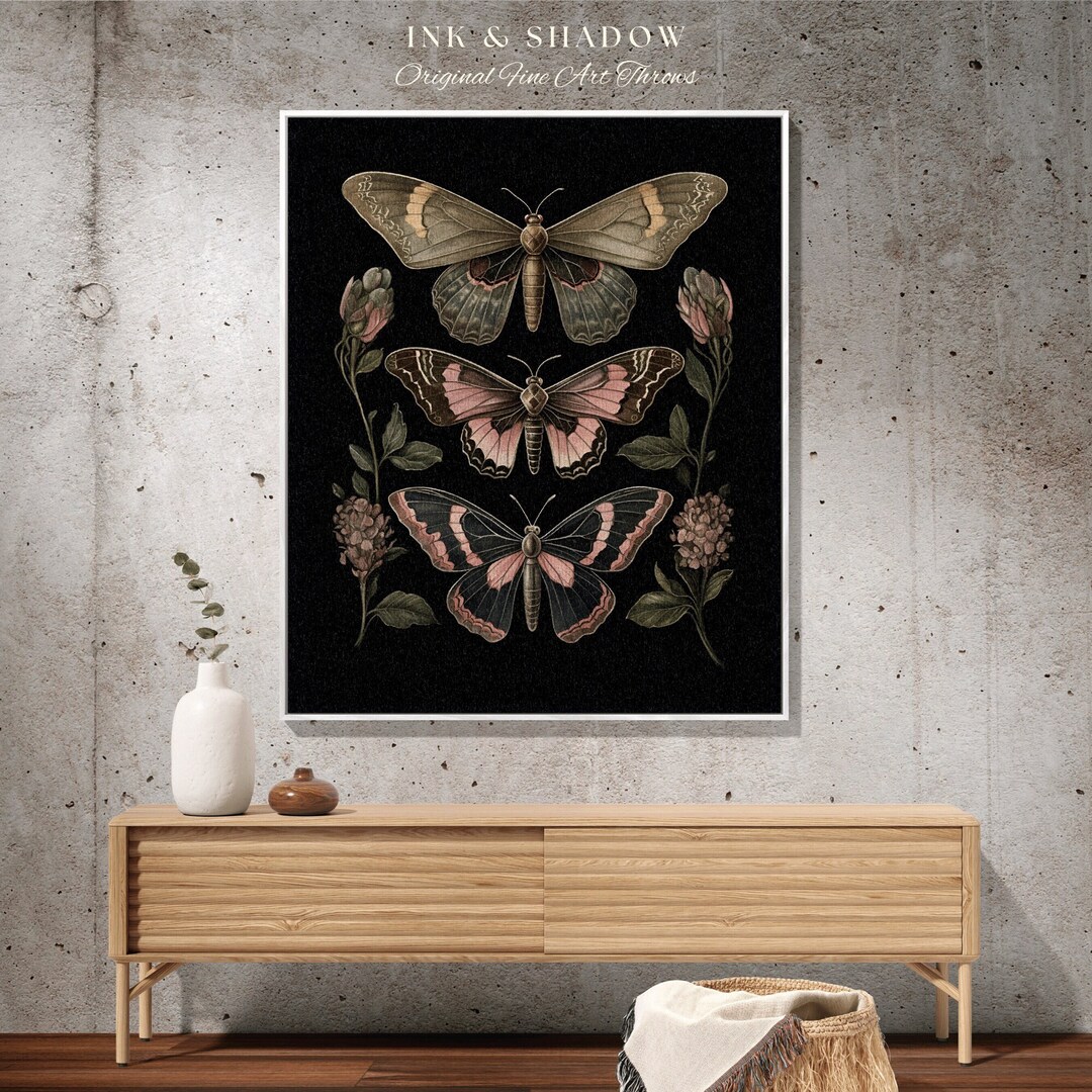 Dark Cottagecore Moth Tapestry Witchy Aesthetic Room Decor Gothic Art ...