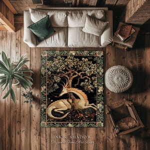 Dark Academia Dragon Area Rug | Medieval Folklore Room Decor Fairytale ...