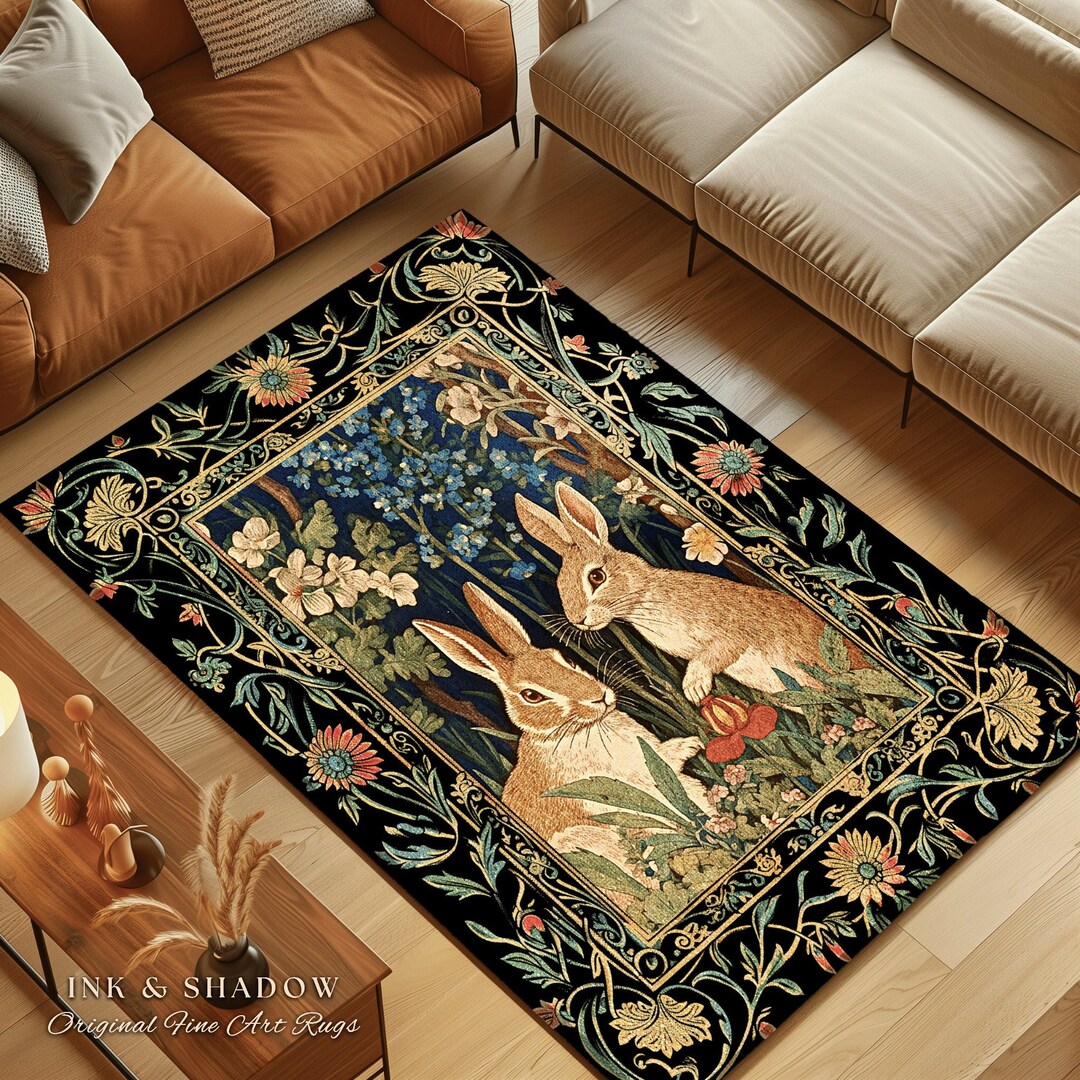 Bunnies in the Woodland Rug Spring Bunnies Room Decor William Morris ...
