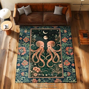 Celestial Octopus Whimsical Area Rug | Ethereal Sea Life Eclectic ...