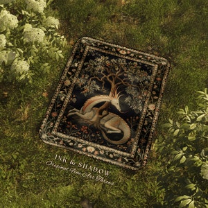 Folklore Dragon Woven Blanket Medieval Aesthetic Fairytale Inspired ...