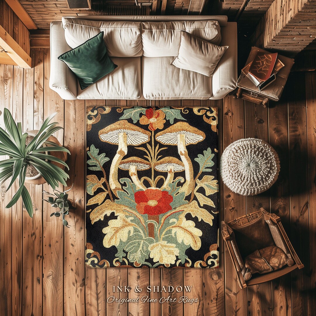 Woodland Fungi Living Room Rug Mushroom Bedroom Boho Living Room Home ...