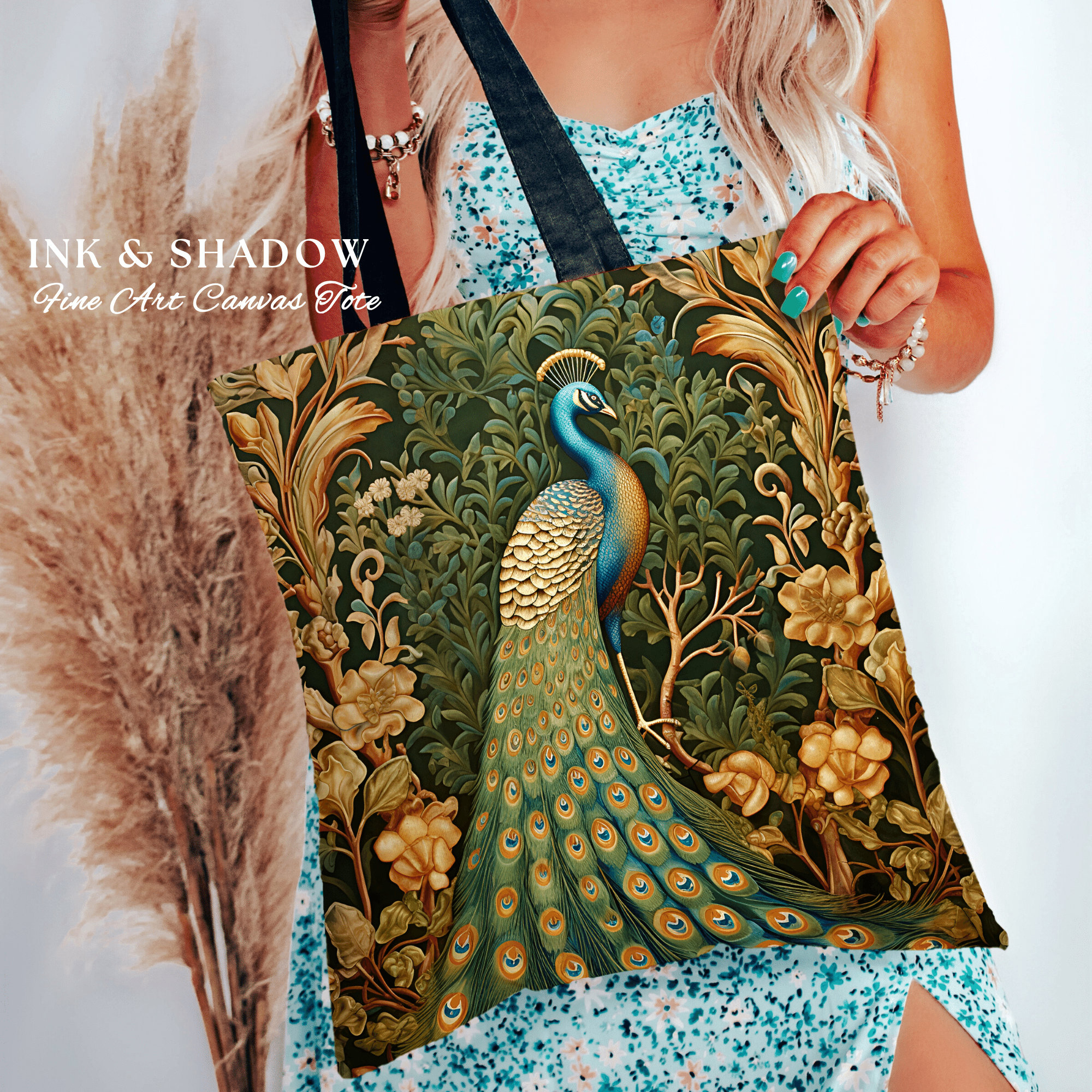 Boho Peacock Cottagecore Tote | William Morris Inspired Tote Bag ...