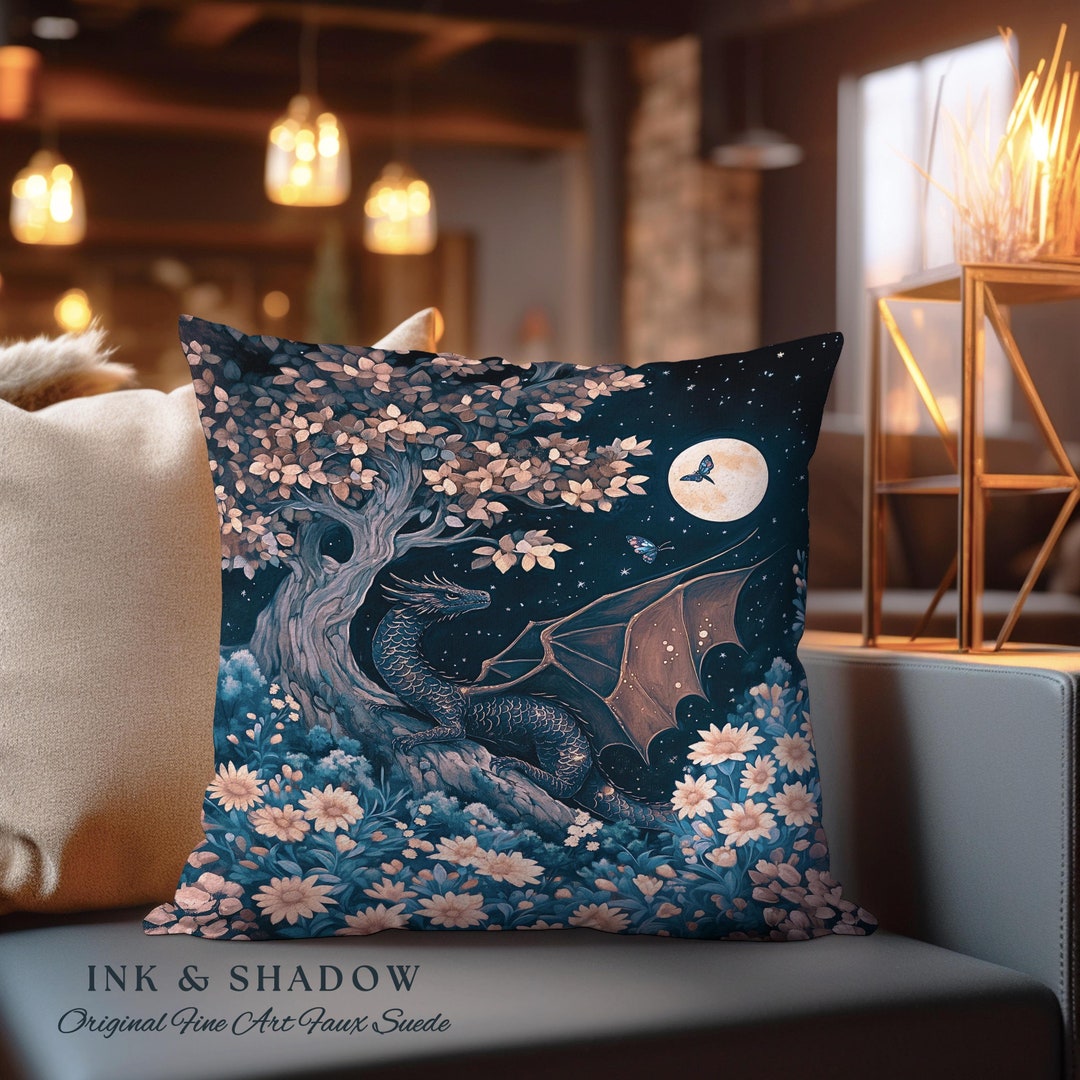 Twilight Dragon Dreamscape Pillow Dark Floral Enchanted Victorian ...
