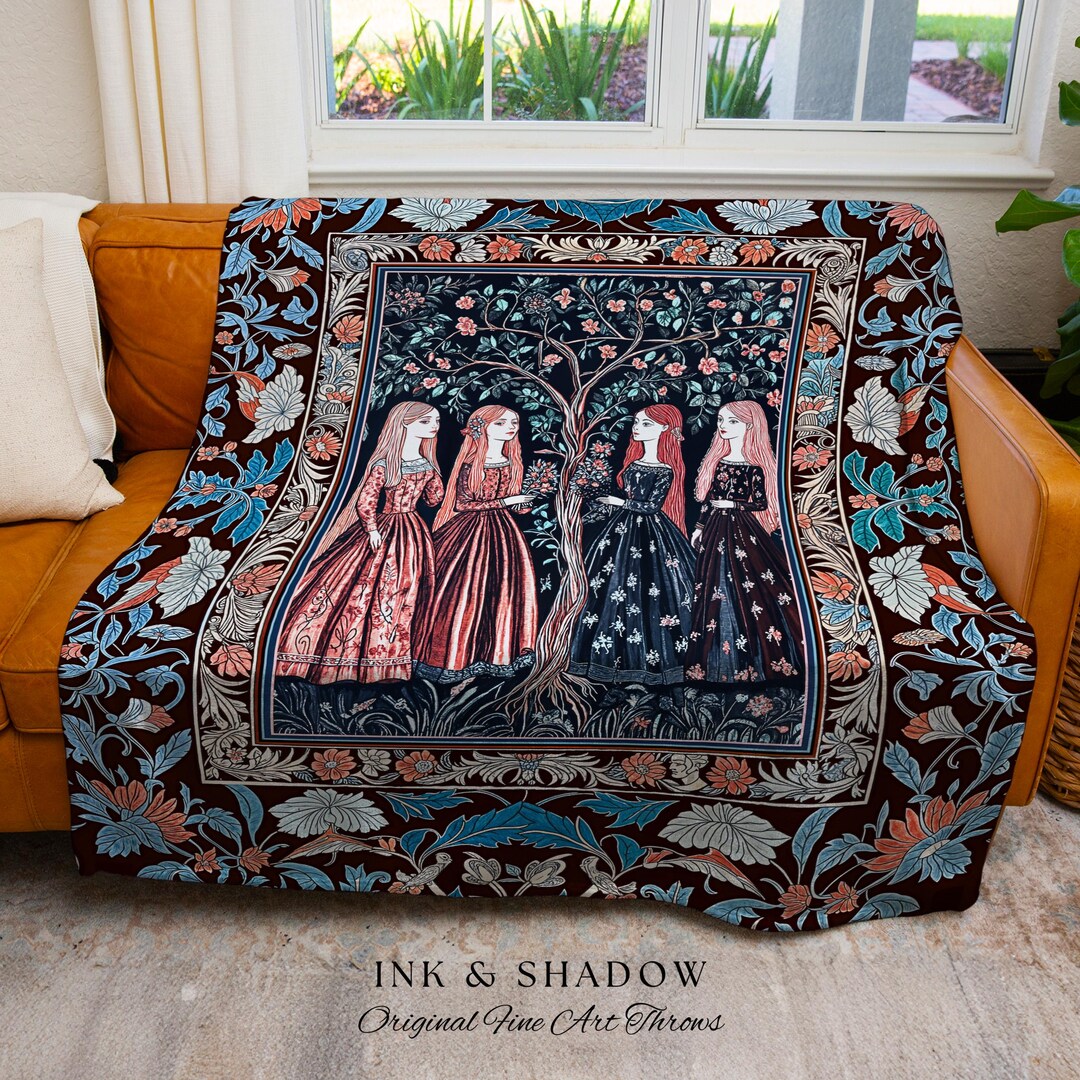 Pastel Fairy Forest Elegant Throw Blanket | Druid Tapestry Medieval ...