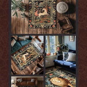 Folklore Unicorn Rug | Princesscore Room Decor William Morris Inspired ...