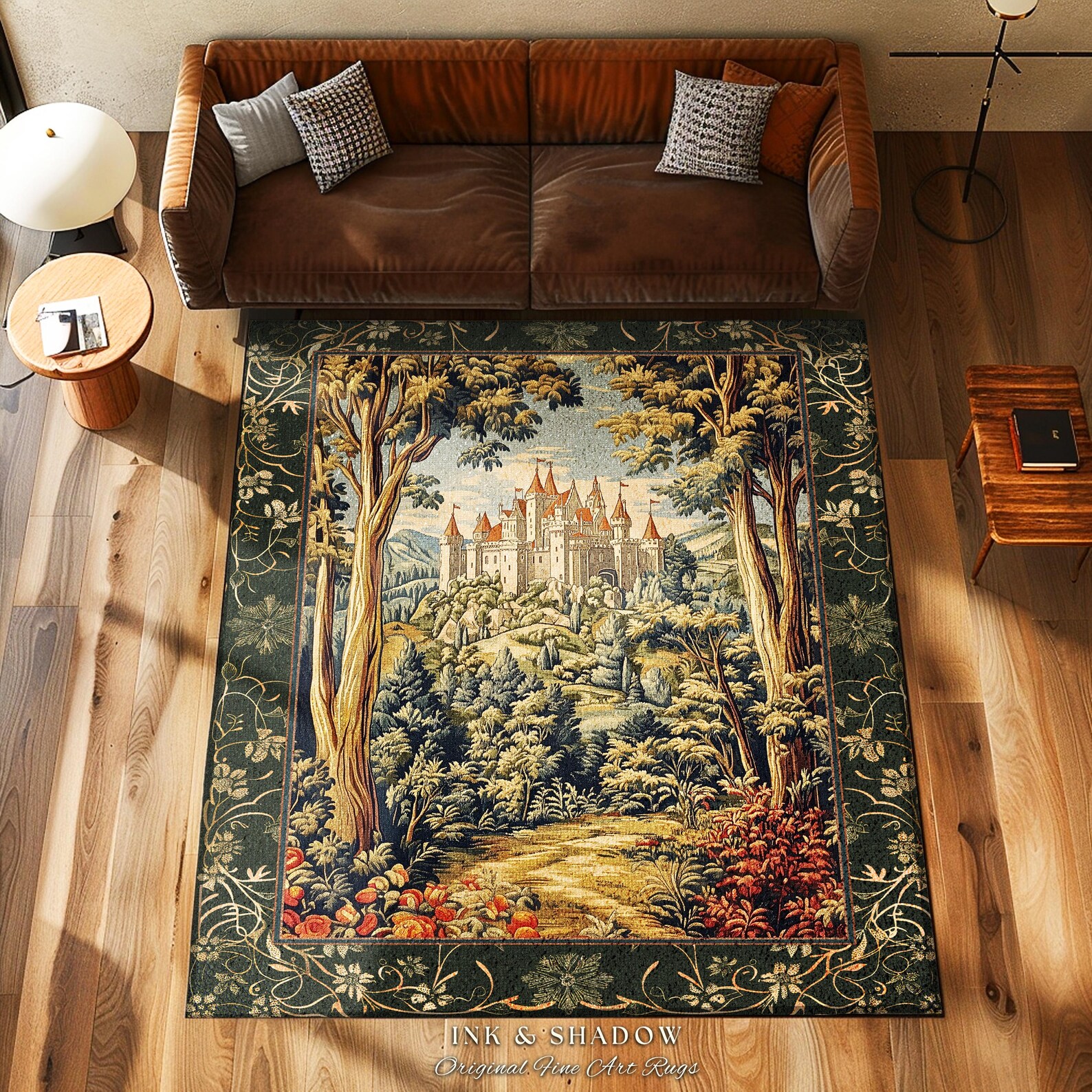 Mystic Castle Book Nook Round Rug | Ethereal Fairycore Large Area Rug ...