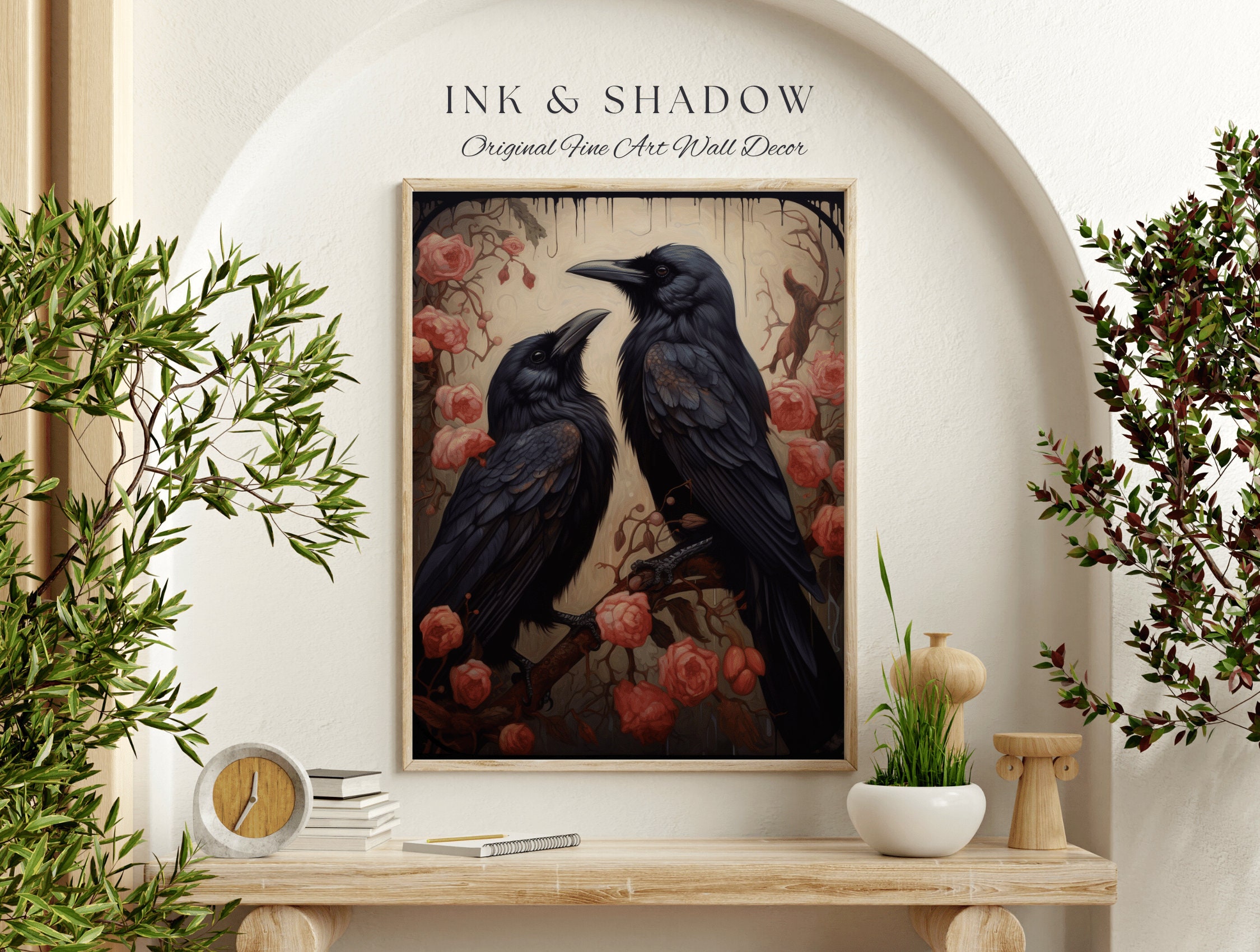 Goth Couple Crow Poster Spooky Art Print Whimsigoth Decor - Etsy