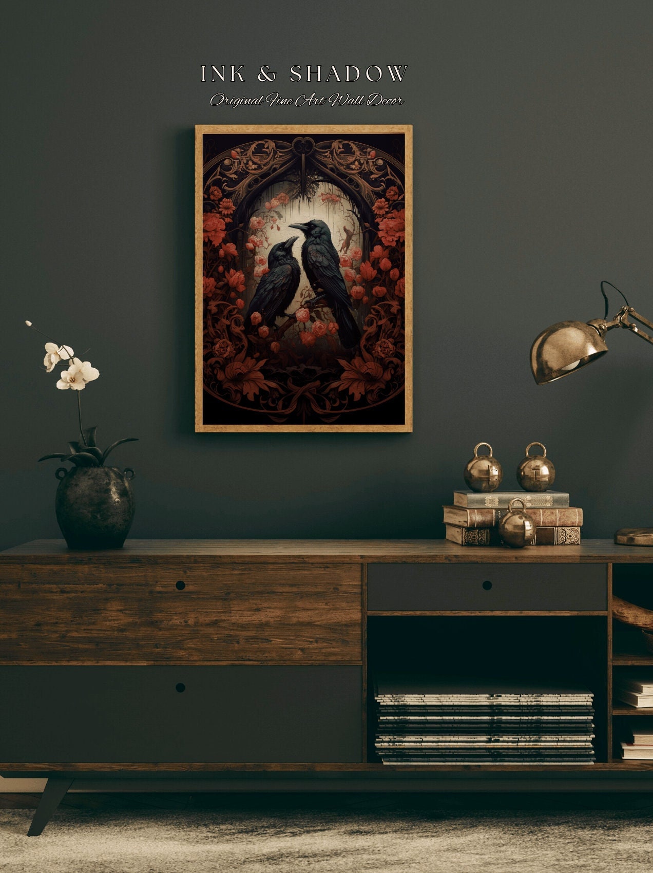Roses and Crows Goth Poster Spooky Art Print Whimsigoth - Etsy