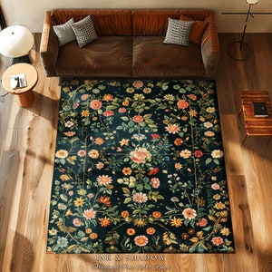 Dark Academia Wildflower Rug | Floral Aesthetic Ornate Gothic Home ...