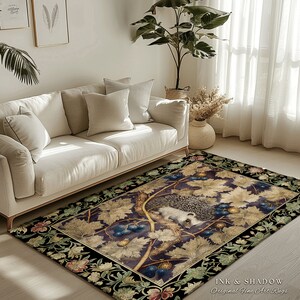 Ornate Hedgehog Area Rug | Whimsical Woodland Aesthetic Rustic Bedroom ...