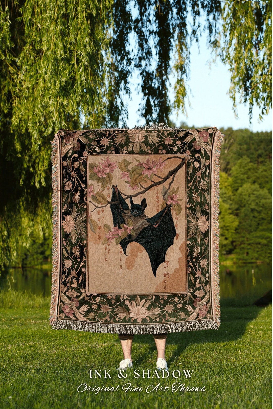 Whimsigoth Tapestry Bat Blanket Gothic | Pastel Cottagecore Throw ...