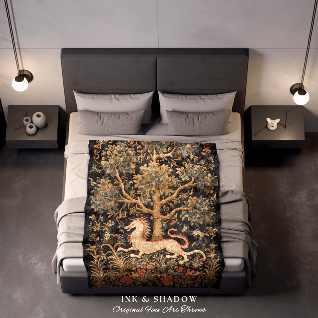 Cottagecore Dragon Throw Blanket Crowcore Tapestry Cottagecore Room ...