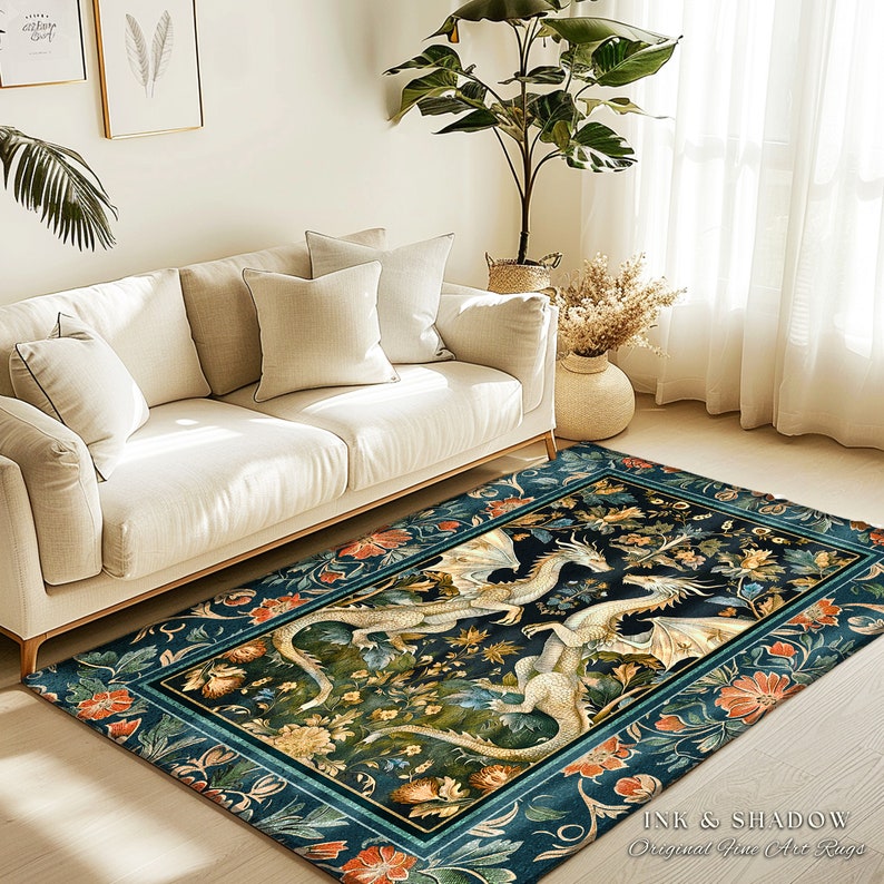 Antique Victorian Gothic Aesthetic Dragon Art Nouveau Rug | Whimsigoth ...
