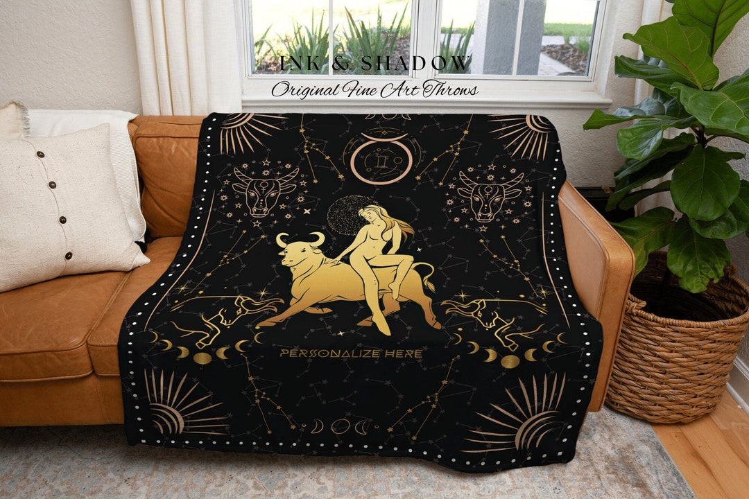 Taurus Blanket Custom | Astrology Tapestry Custom Star Sign Goth Woven Blanket Fairy Core Taurus ...