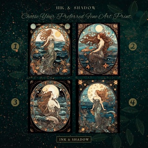 Celestial Mermaid Art Nouveau Room Decor Vintage Mermaid Siren ...