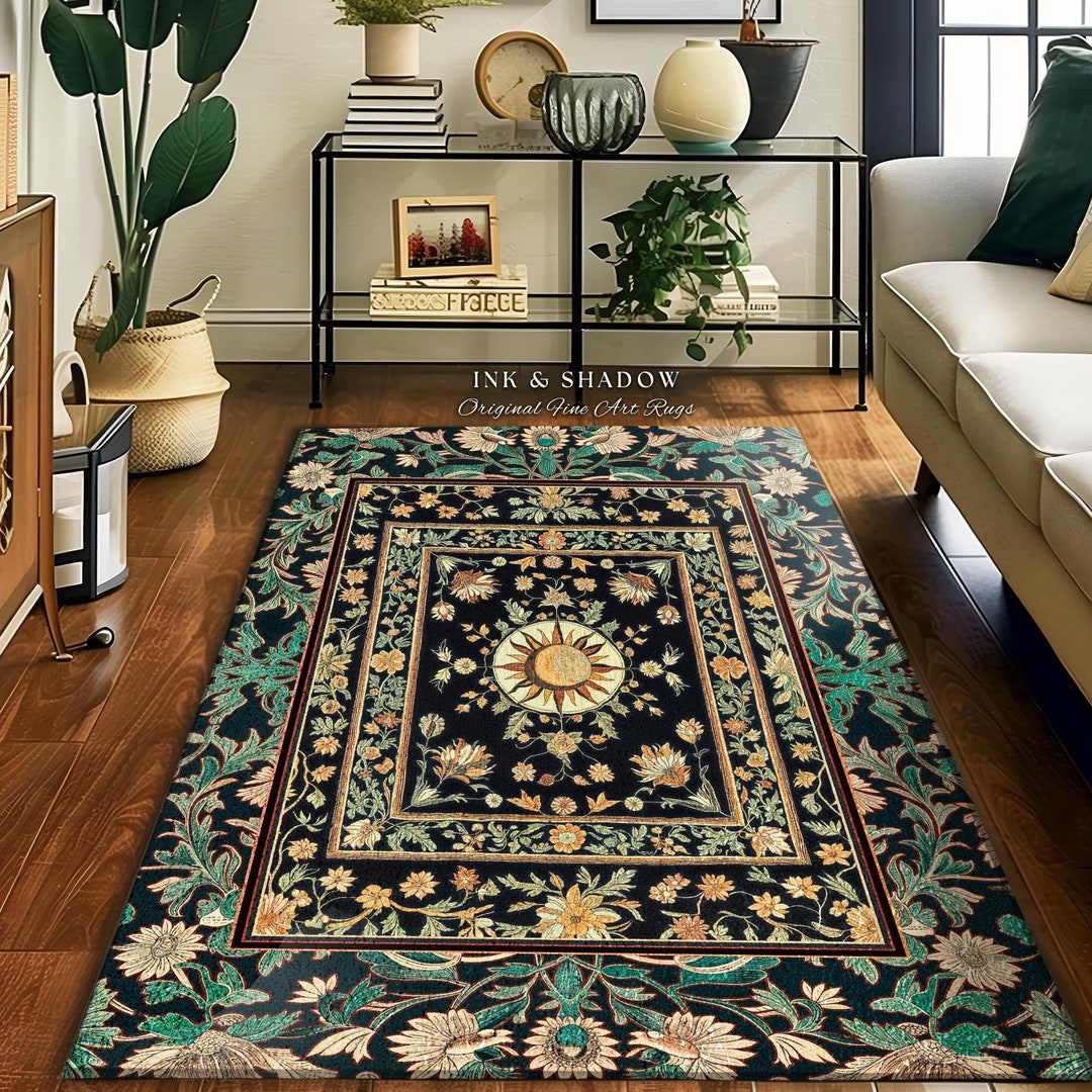 Witchy Sun Dark Academia Rug | Bohemian Rustic Whimsical Gothic ...