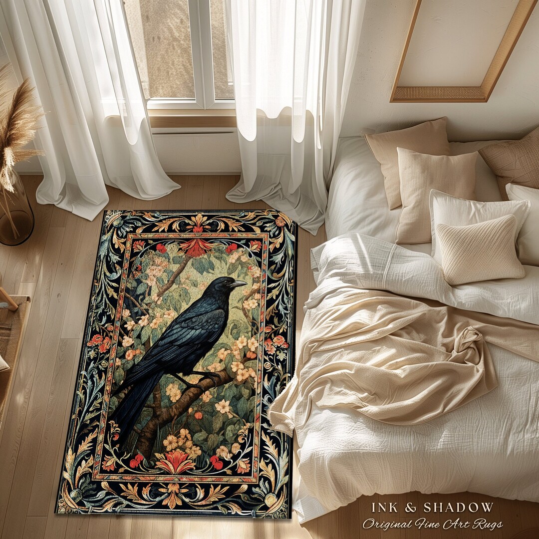Dark Academia Crowcore Rug Ethereal Bedroom Decor William Morris ...