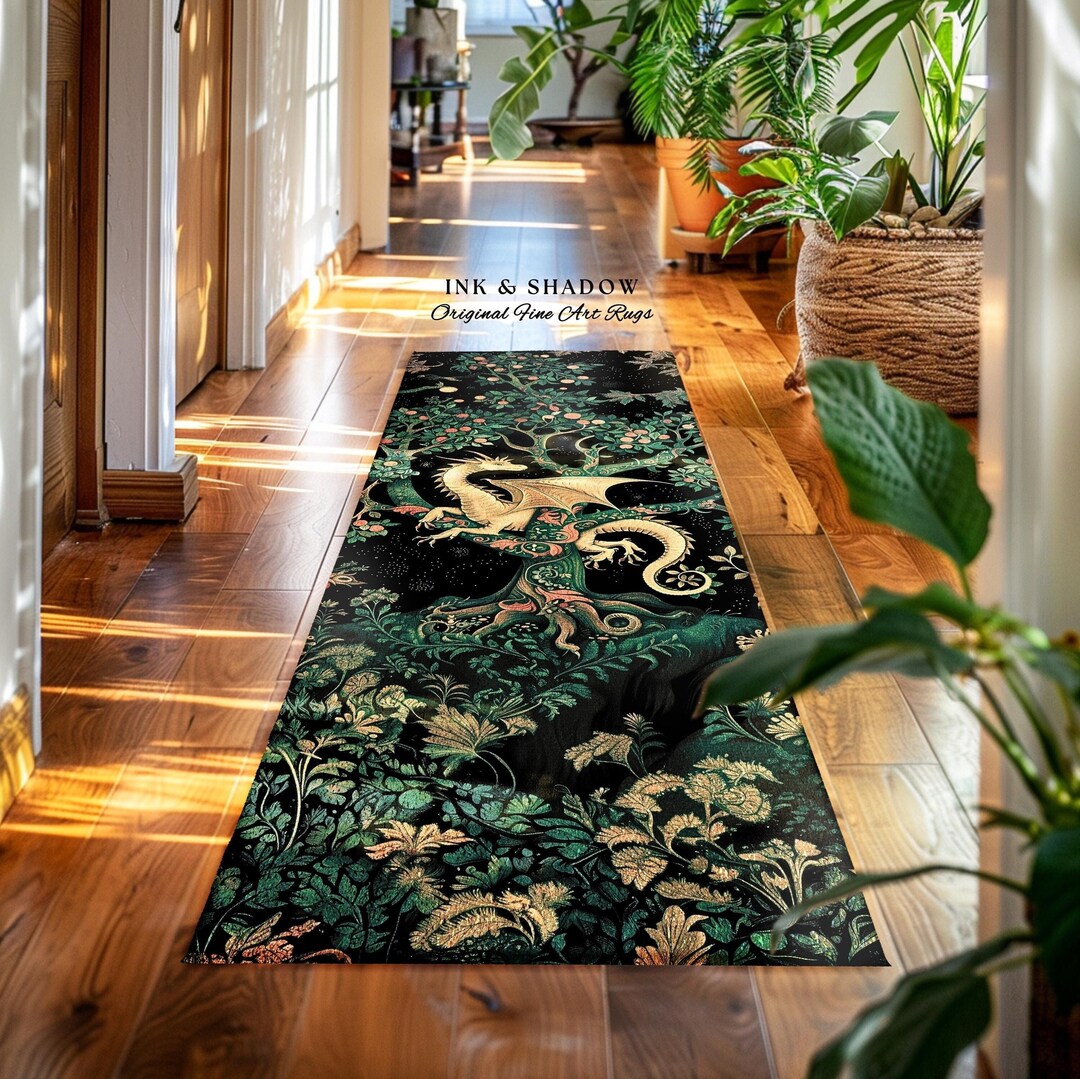 Enchanted Forest Dragon Runner Dark Woodland Gothic Forestcore Rug ...