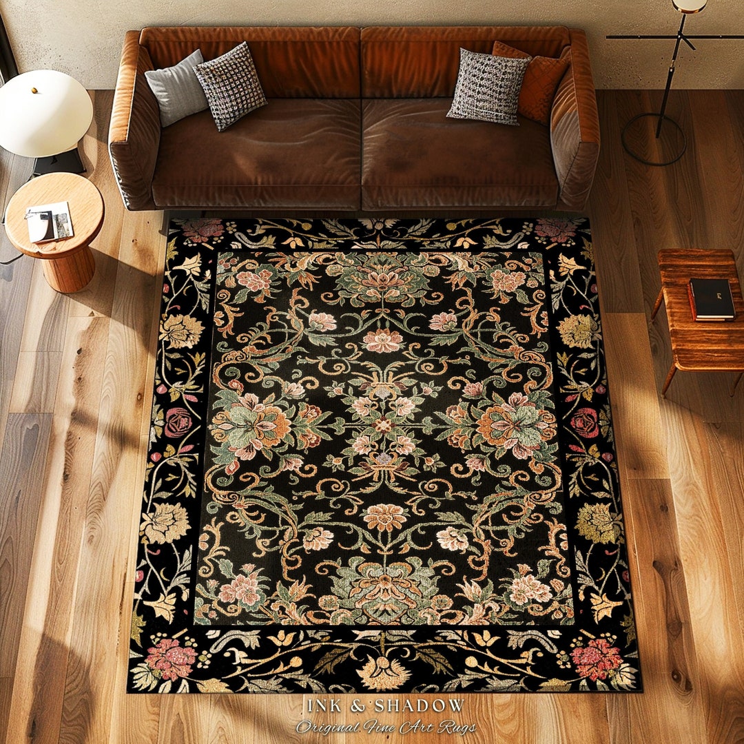 Floral Maximalism Accent Rug Boho Folklore Aesthetic Danish Home Decor ...