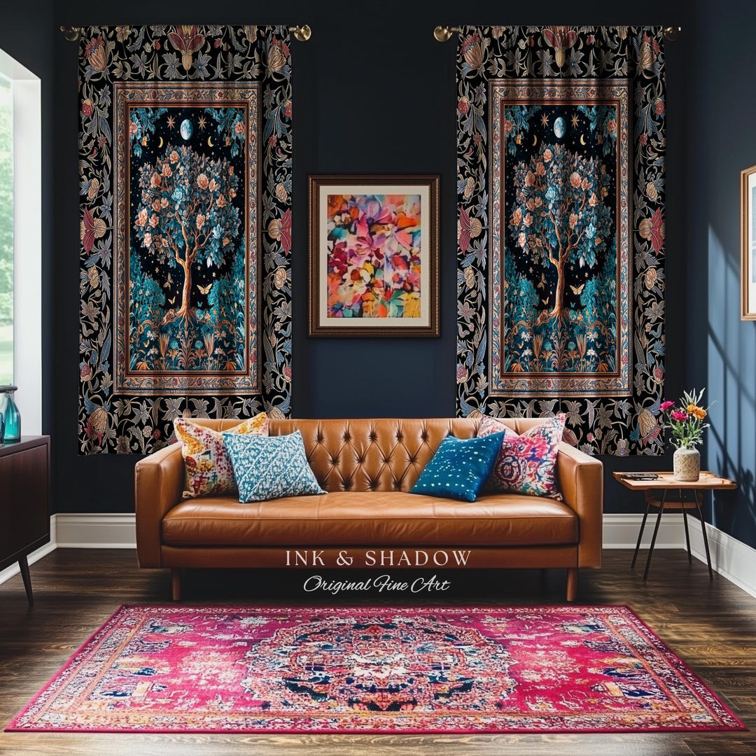 Enchanted Moonlit Tree of Life Curtains | Romantic Forest Aesthetic ...