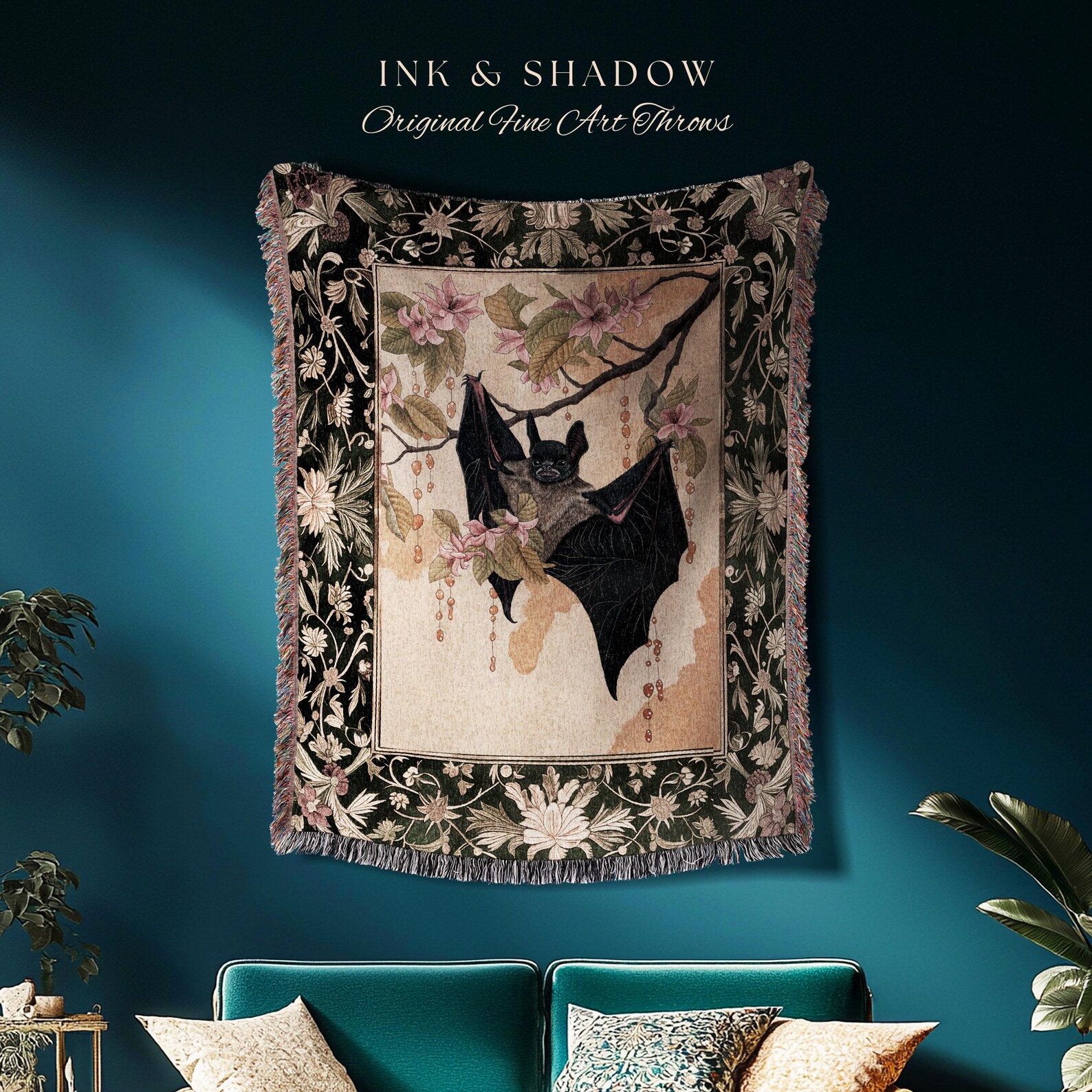 Whimsigoth Tapestry Bat Blanket Gothic | Pastel Cottagecore Throw ...
