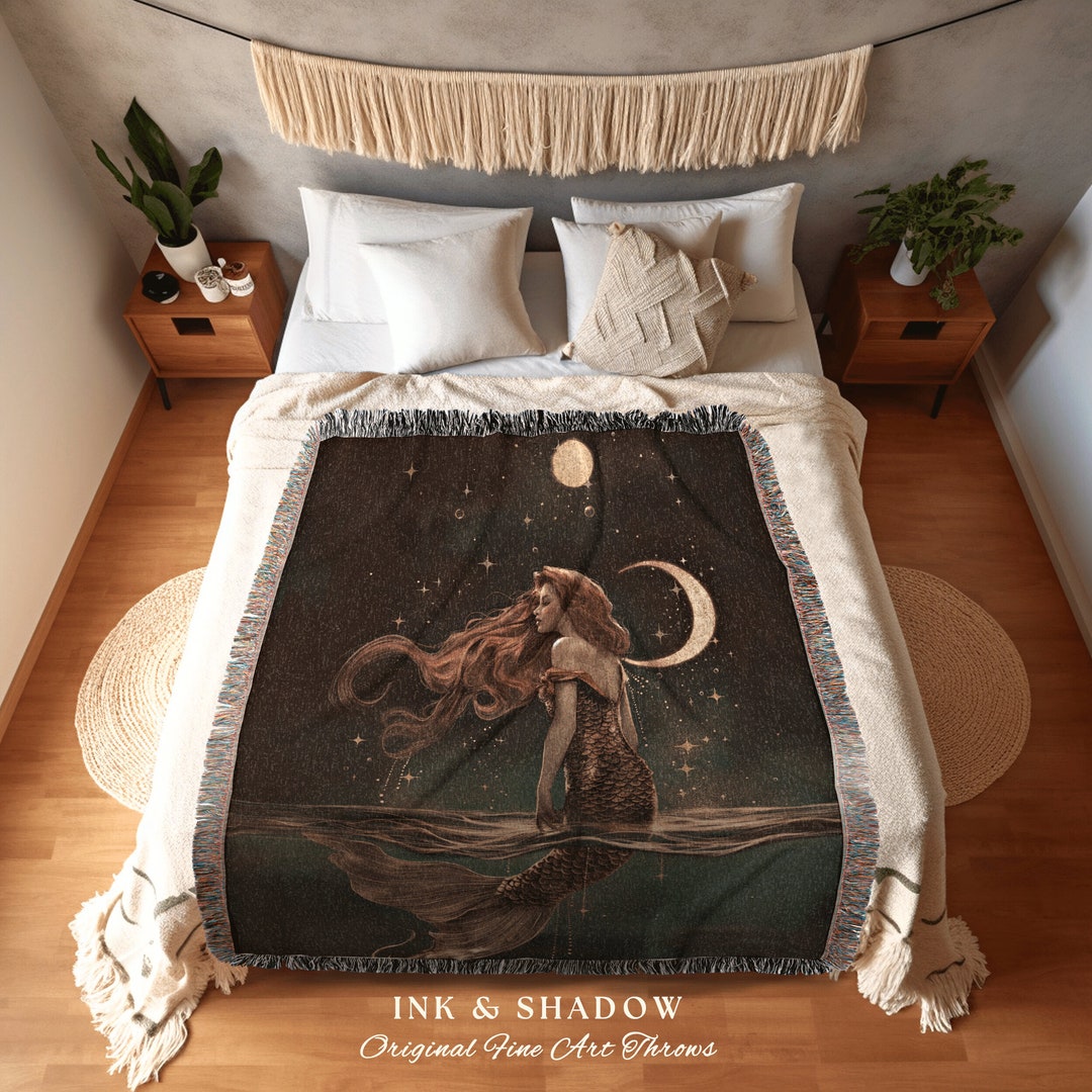 Dark Fairycore Siren Blanket Mermaidcore Bedroom Celestial Sea Witch ...