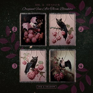 Mauve Pink Bat Tapestry Woven Throw Blanket Pastel Decor Halloween ...