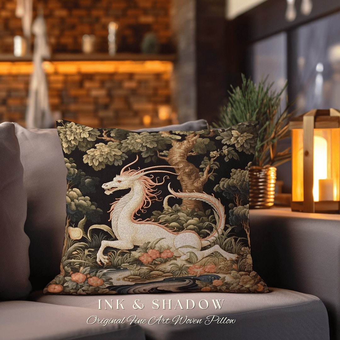 Gothic Dragon Pillow Rustic | Crowcore Tapestry Pillow Cottagecore Room ...