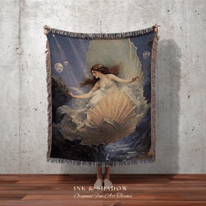 Venus Mermaid Renaissance Blanket | Celestial Mermaid Cottagecore Decor ...