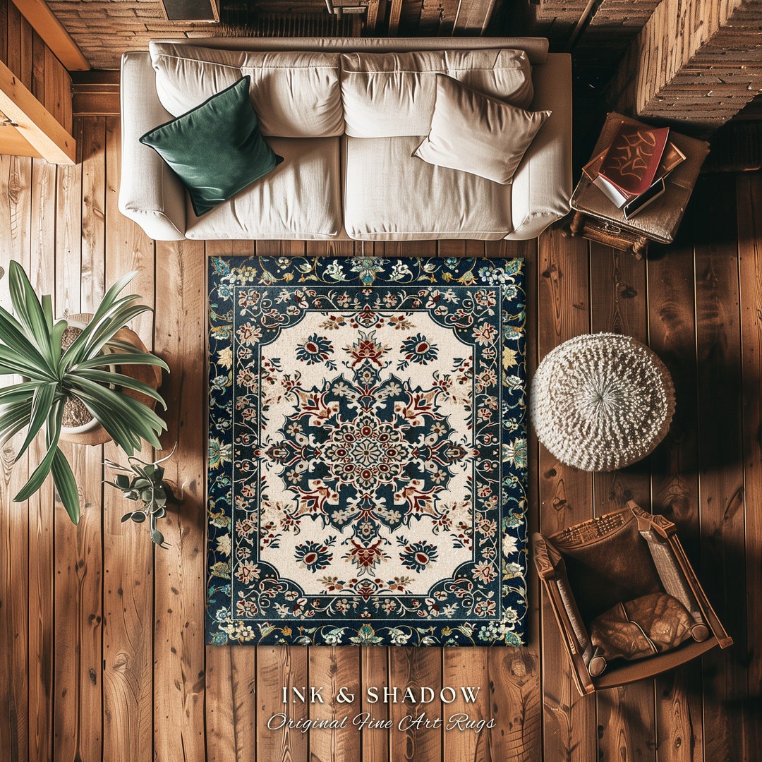Bohemian Blue Area Rug | Eclectic Living Room Pastel Blue Home Decor ...