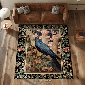 Crowcore Area Rug | Woodland Gothic Room Decor William Morris Inspired ...