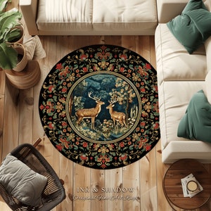 Mystical Deer Area Rug Cottagecore Room Decor William Morris Inspired ...