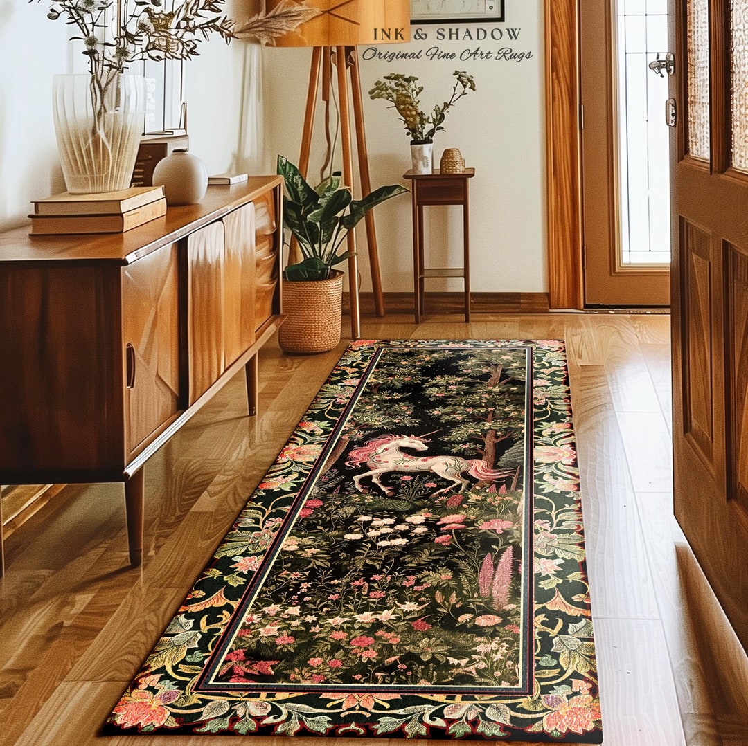 Enchanted Forest Unicorn Runner Rug Mystical Medieval Woodland Gothic ...