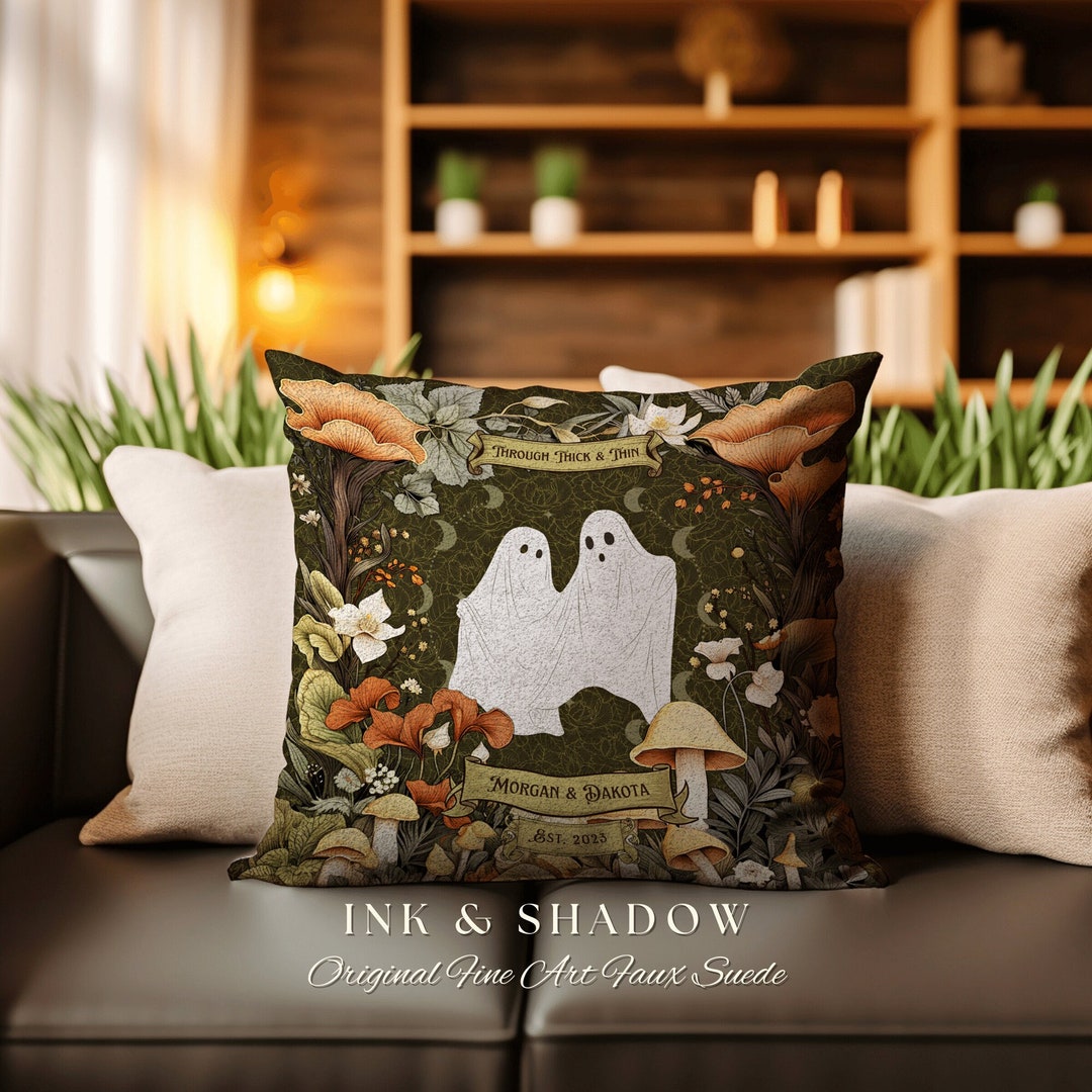 Cottagecore Couples Woven Pillow Custom Mushroom Decor - Etsy