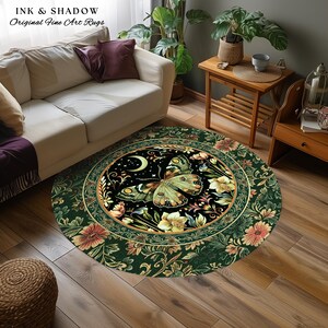 Boho Botanical Moth Rug Floral Grunge Fairycore Room Decor, Woodland ...