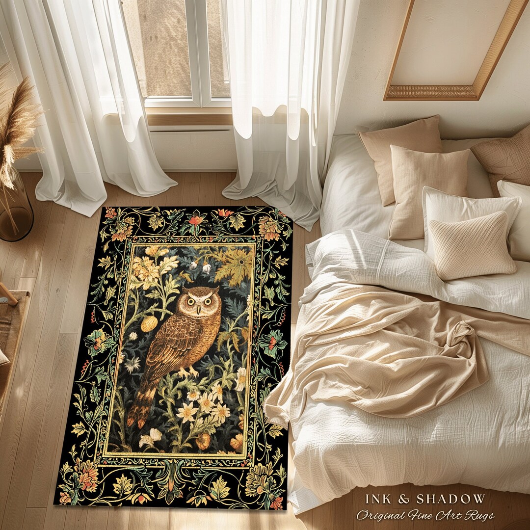 Eclectic Owl Area Rug Whimsical Room Decor William Morris Inspired ...