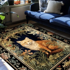 Mystic Woodland Fox Rug Cottagecore Room Decor William Morris Inspired ...